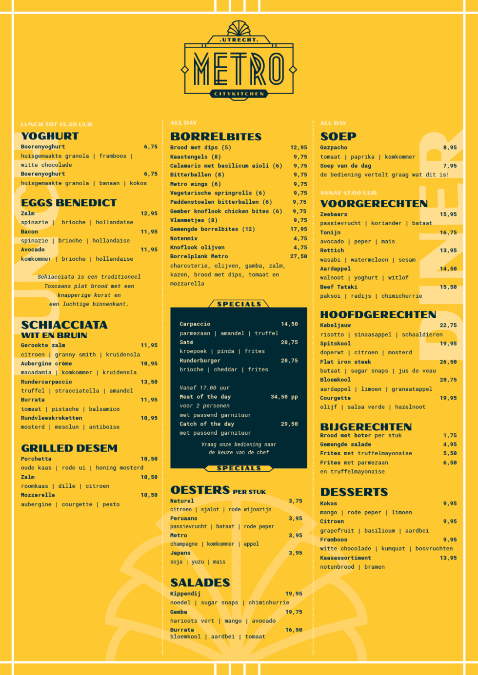Menukaart | Metro City Kitchen