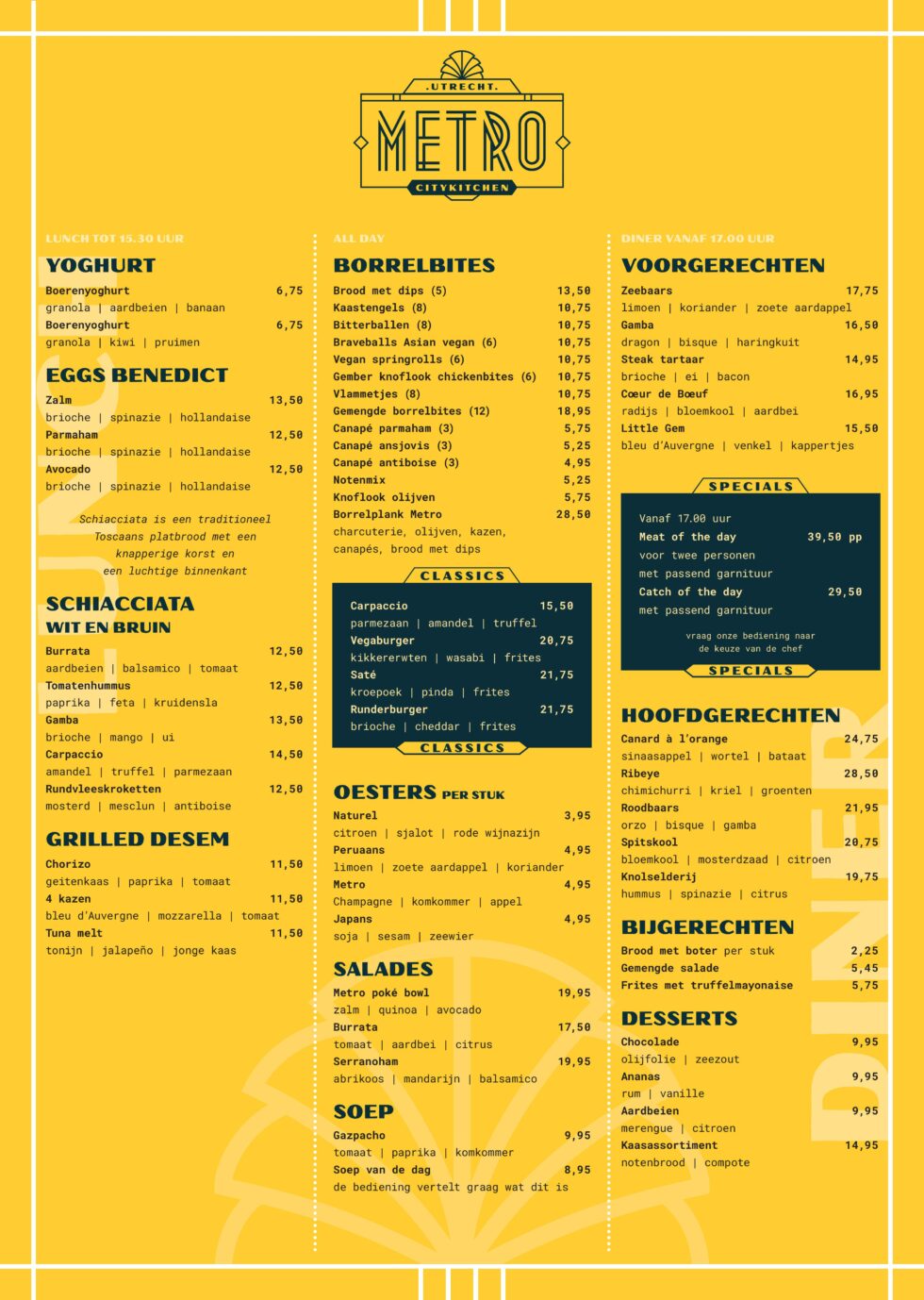 Menukaart | Metro City Kitchen